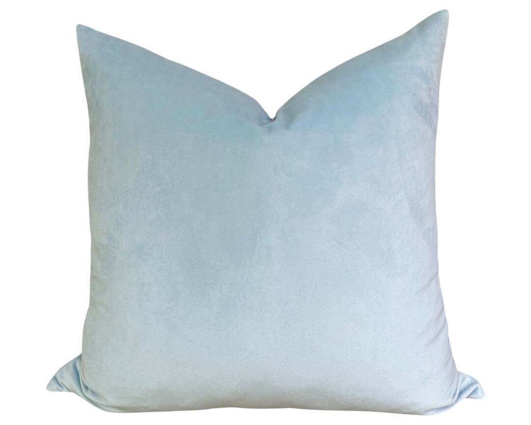 PLUSH Powder Blue Velvet Pillow Cover 20x20 Inch Sky Blue Velvet Pillow ...