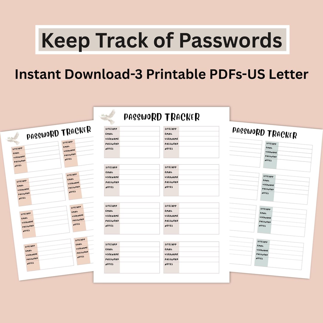 Password Tracker Bundle, Password Manager, Organizer, Minimalist ...