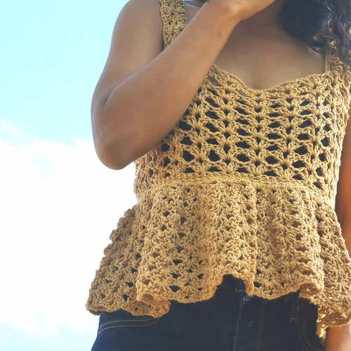 Crochet Top Pattern Easy Breezy Ruffle Top With Video - Etsy