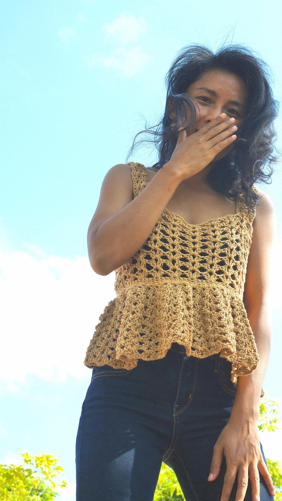 Jessy Lacy Peplum Crochet Pattern, Lightweight Summer Top PDF, Step‑by ...