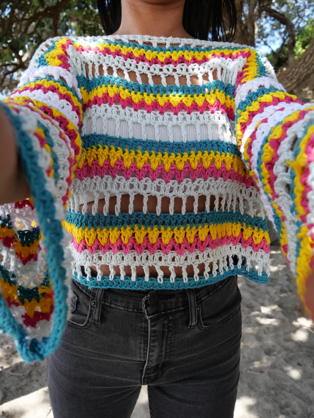 Mesh Summer Sweater Top Crochet Pattern PDF | Beginner Friendly ...