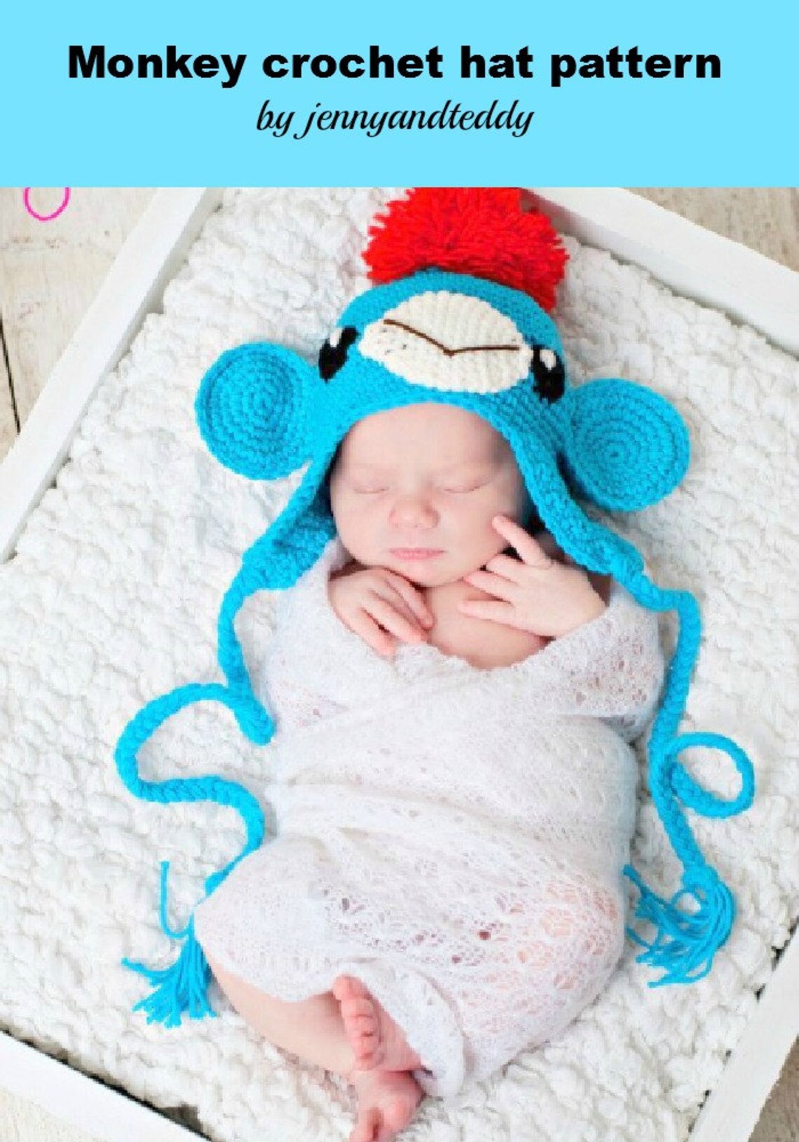 Instant Download PDF Crochet Pattern Blue Monkey Hat With | Etsy