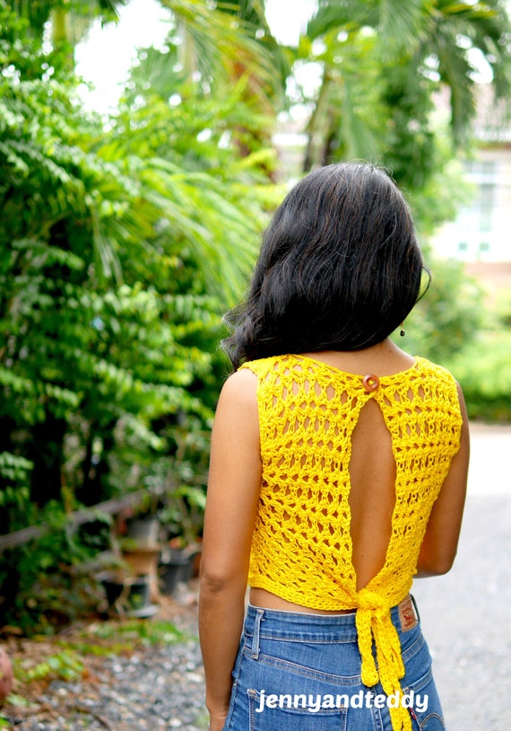 Crochet Backless Top Pattern Sunflower Crop Top With Video | Etsy