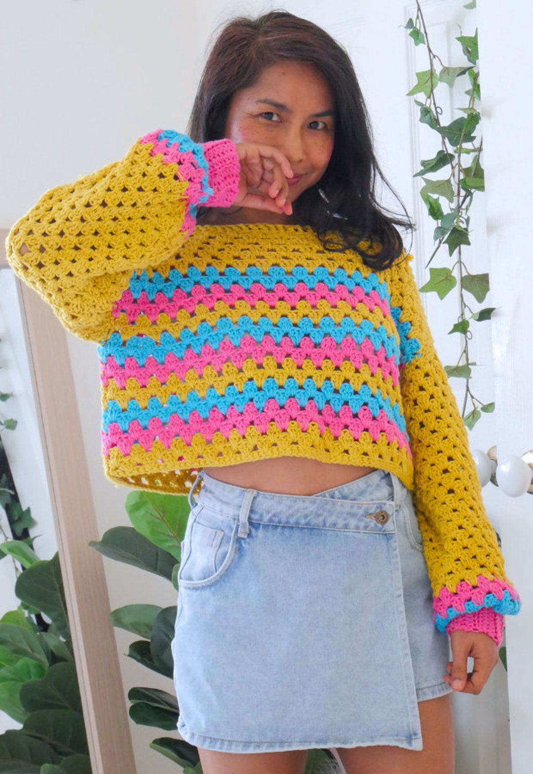 Rainbow Crochet Granny Sweater Pattern ,beginner Summer Top,pdf, Easy Crochet Pattern,crochet ...