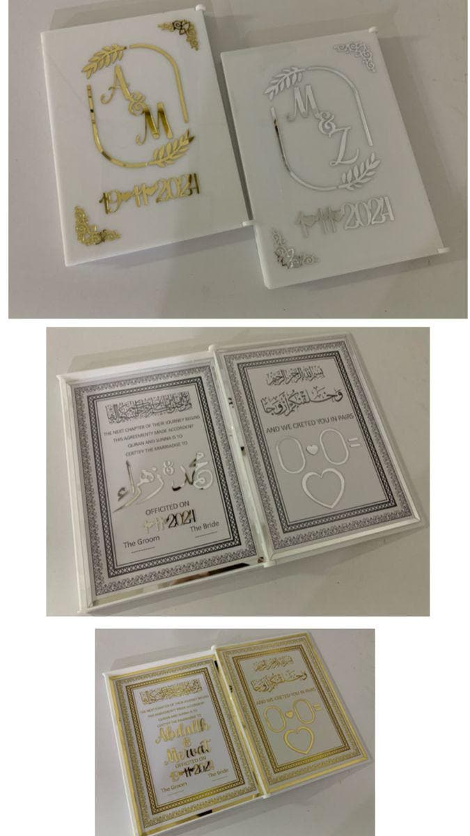 Laser Cut Wedding Book | Nikah Marriage Certificate Template | Acrylic ...
