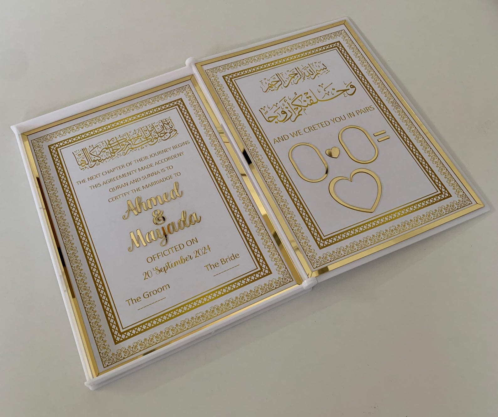 Laser Cut Wedding Book | Nikah Marriage Certificate Template | Acrylic ...