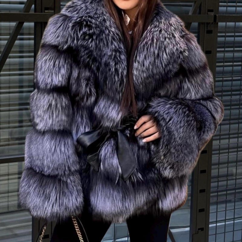 Silver Belted Fur Coat - Etsy