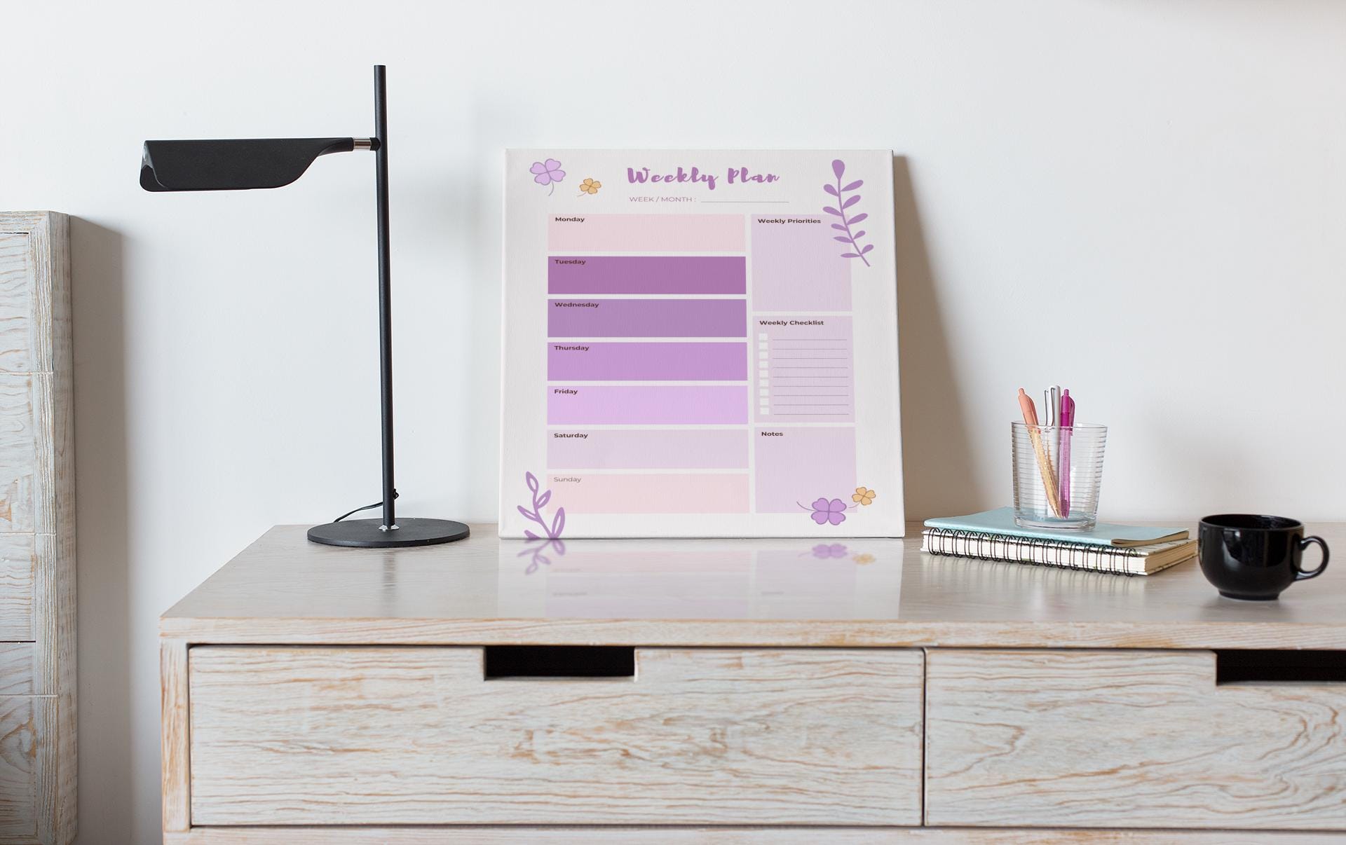 Weekly Tracker Printable Digital Planner Printable Pink Purple Girly ...