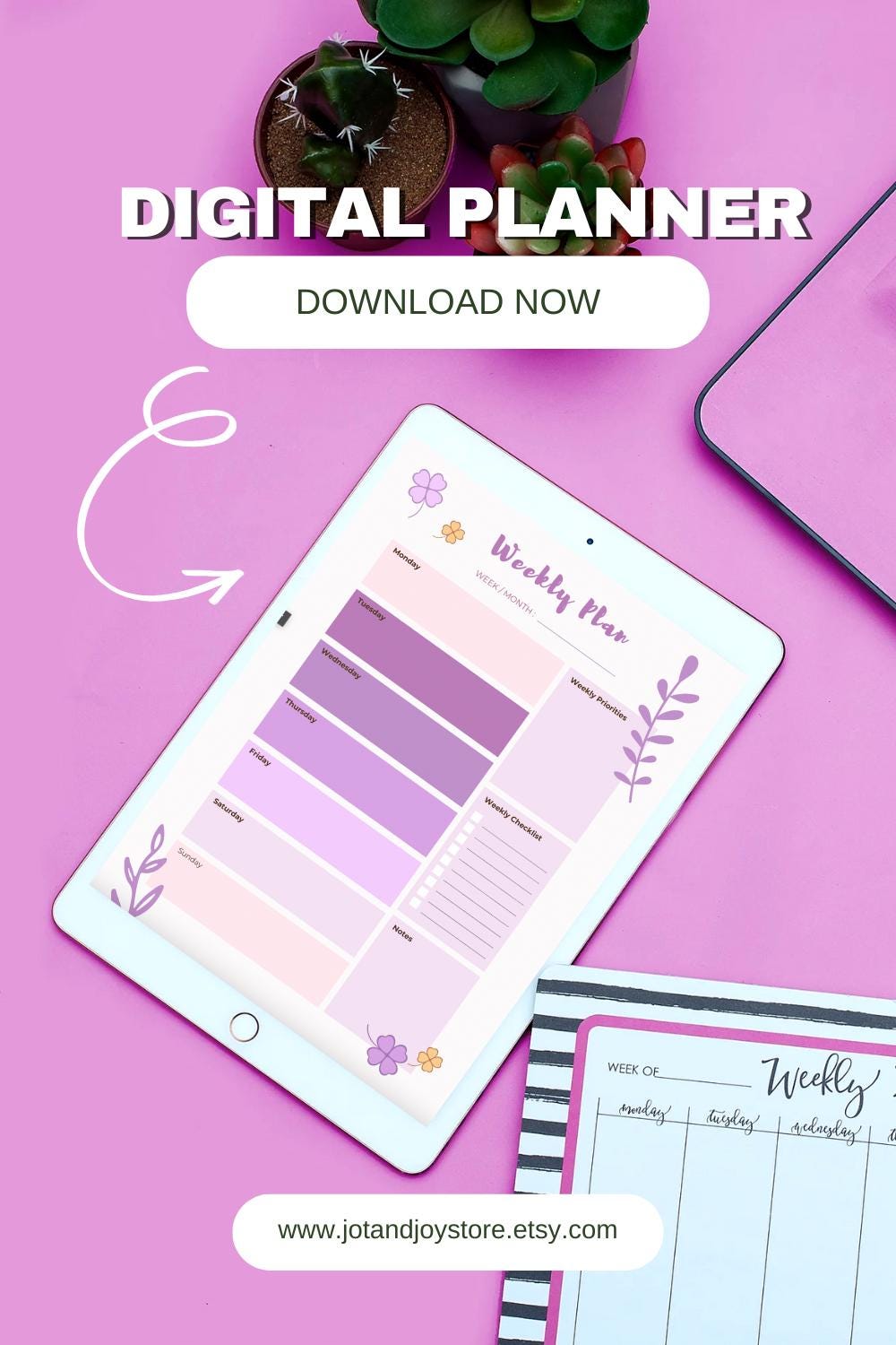 Weekly Tracker Printable Digital Planner Printable Pink Purple Girly ...