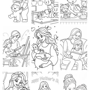 Mothers Day Coloring Book for Kids Adults Cute Mom & Child Coloring ...