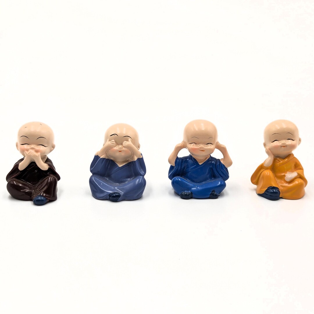 Mini Monk Figurines Set: Resin Zen Decor, Spiritual Gift - Etsy