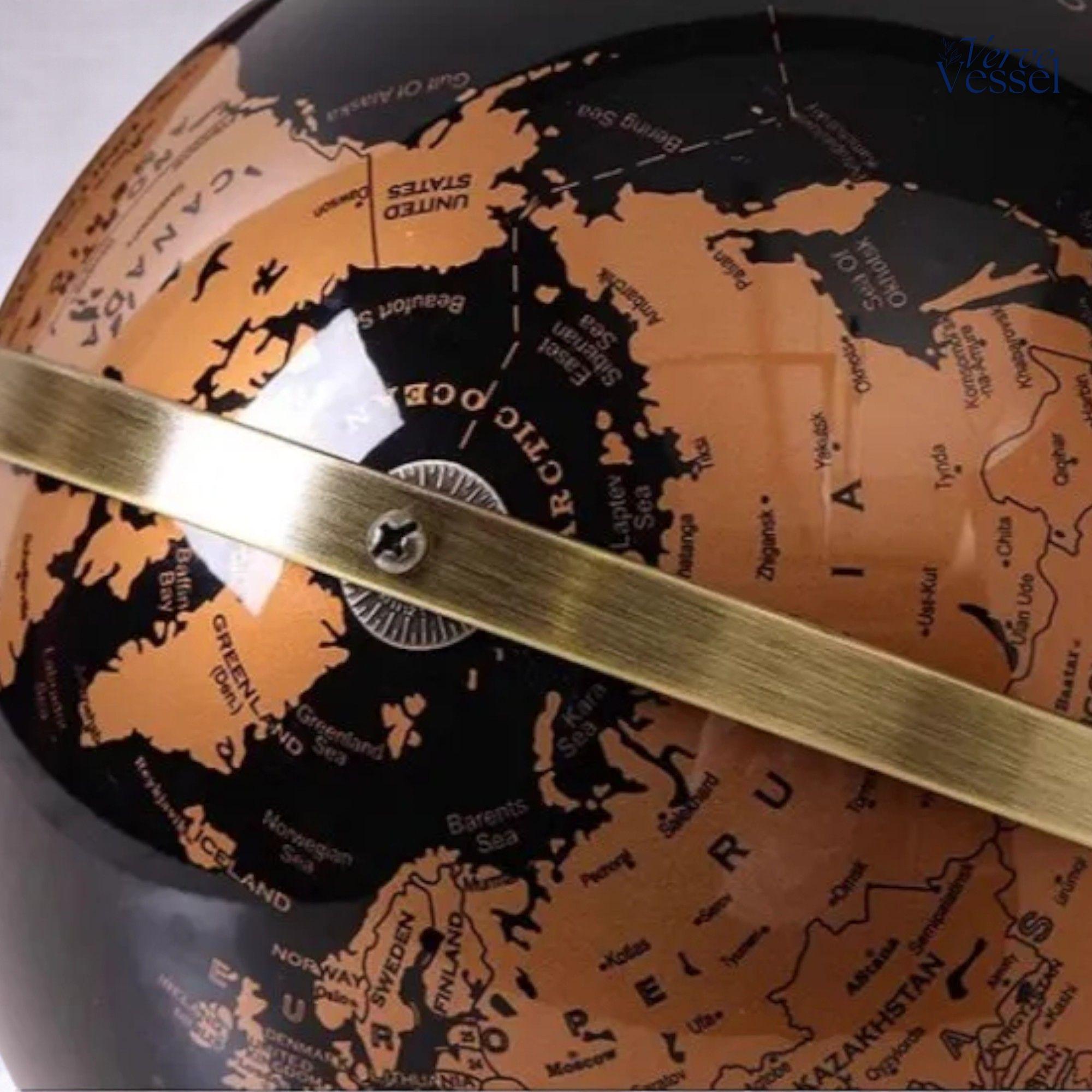 Decorative World Globe | Black & Gold Rotating Desk Globe | Modern ...