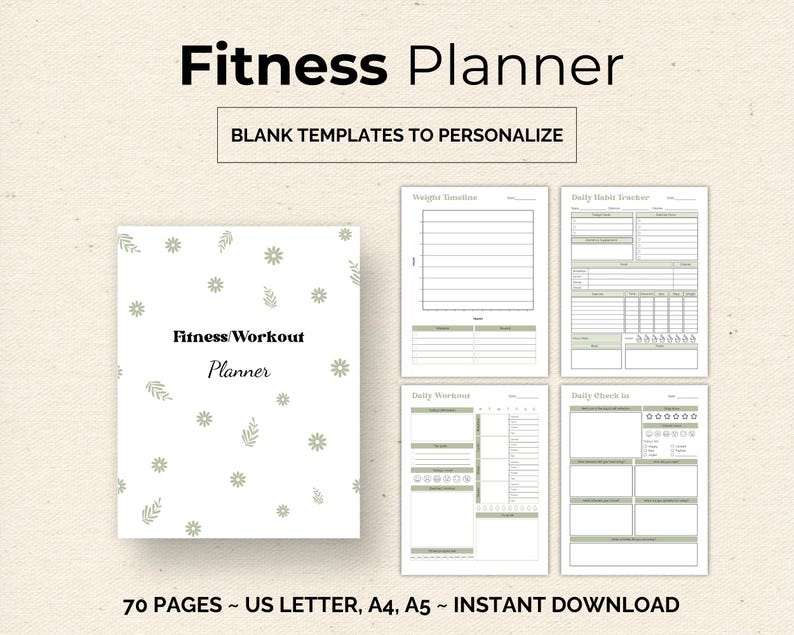 Printable Workout Planner: Editable Fitness Tracker (PDF Download) - Etsy