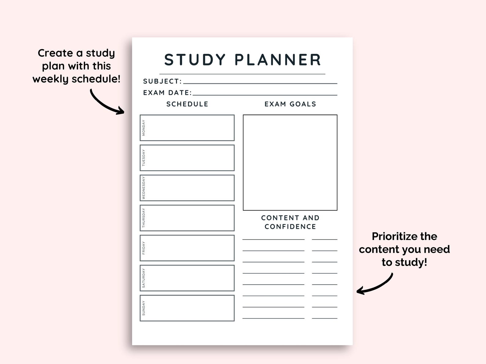 Editable Study Planner PDF: Exam Tracker & Academic Organizer (digital ...