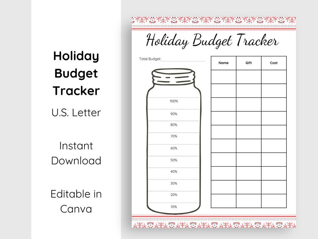 Christmas Budget Tracker, Editable and Printable Holiday Spending ...