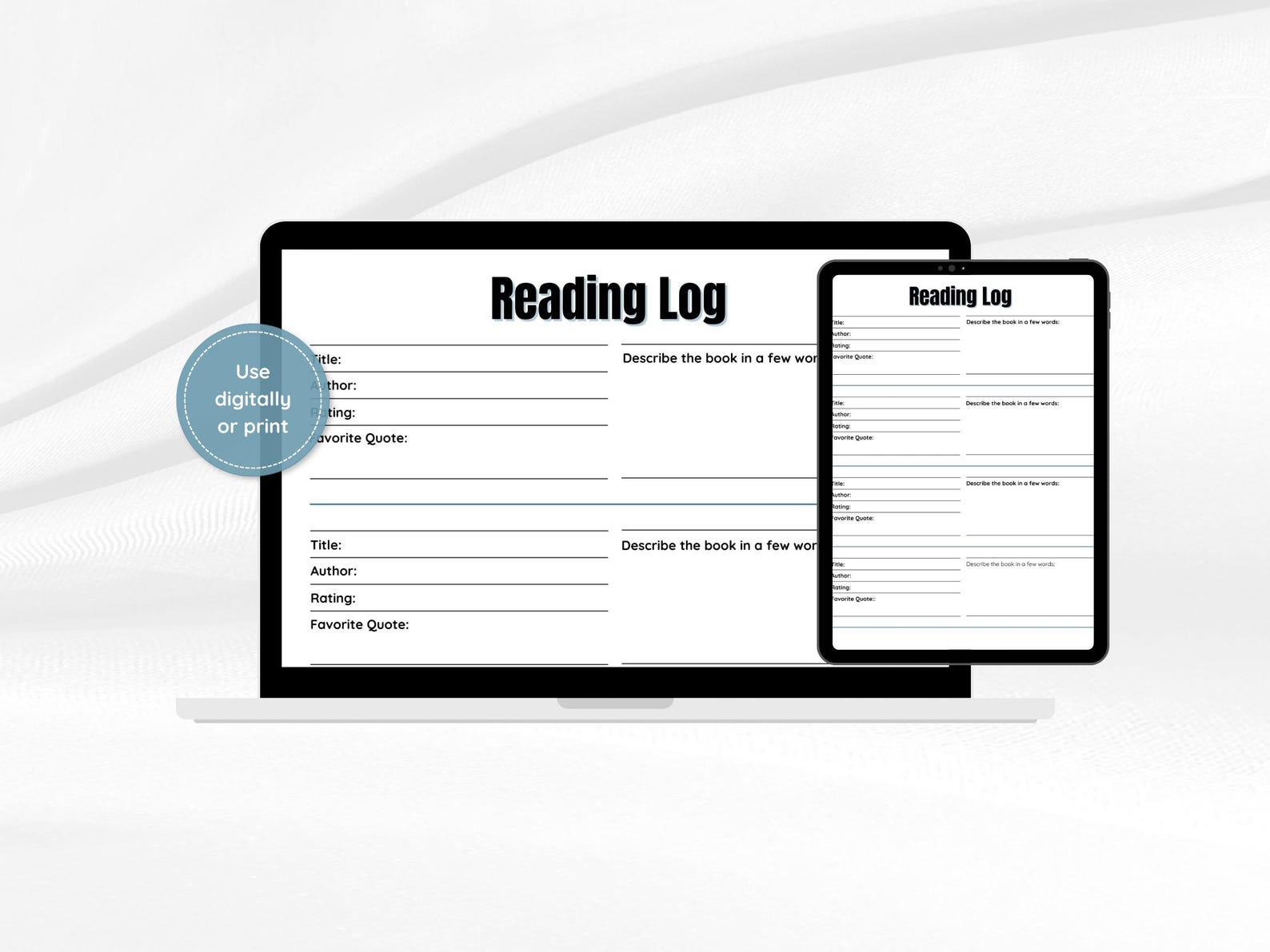 Digital Reading Log: Editable Book Tracker (printable PDF) - Etsy