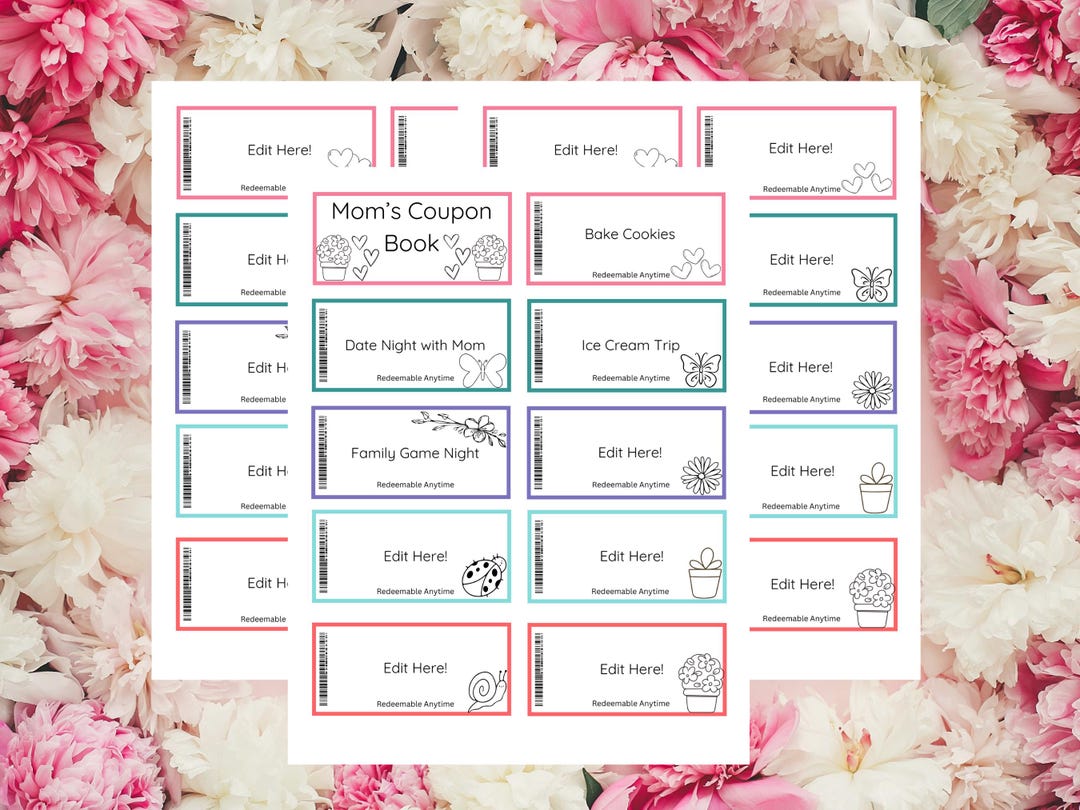 Mothers Day Coupon Book Printable – Gift From Kid, Activity Tokens ...
