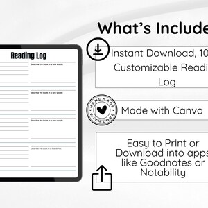 Digital Reading Log: Editable Book Tracker (printable PDF) - Etsy