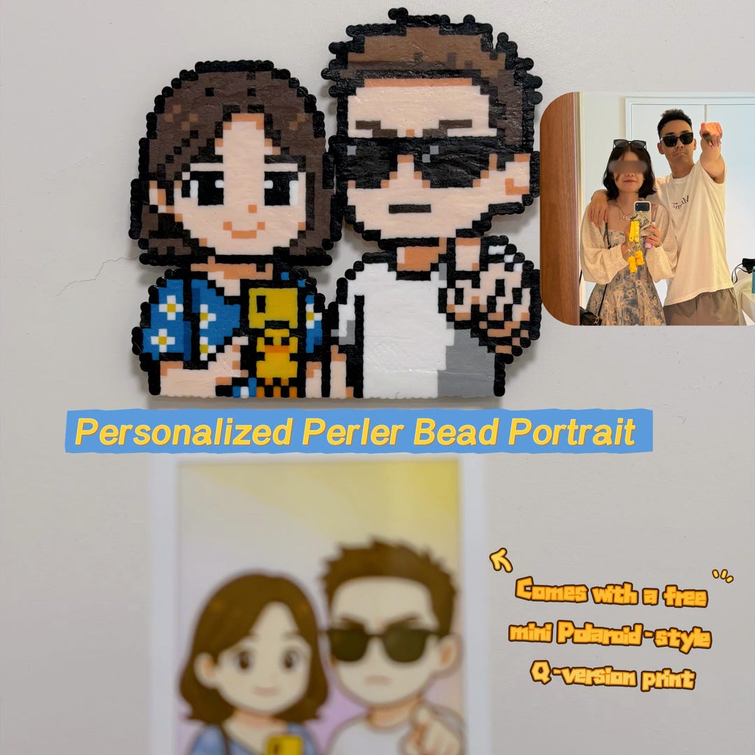 Custom Pixel Art Portrait With Mini Polaroid Print| Personalized Chibi ...