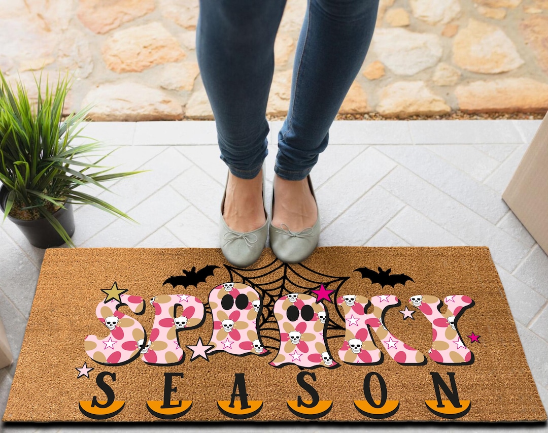 Spooky Season Doormat: Cute Halloween Entry Mat, Colorful Coir Porch ...