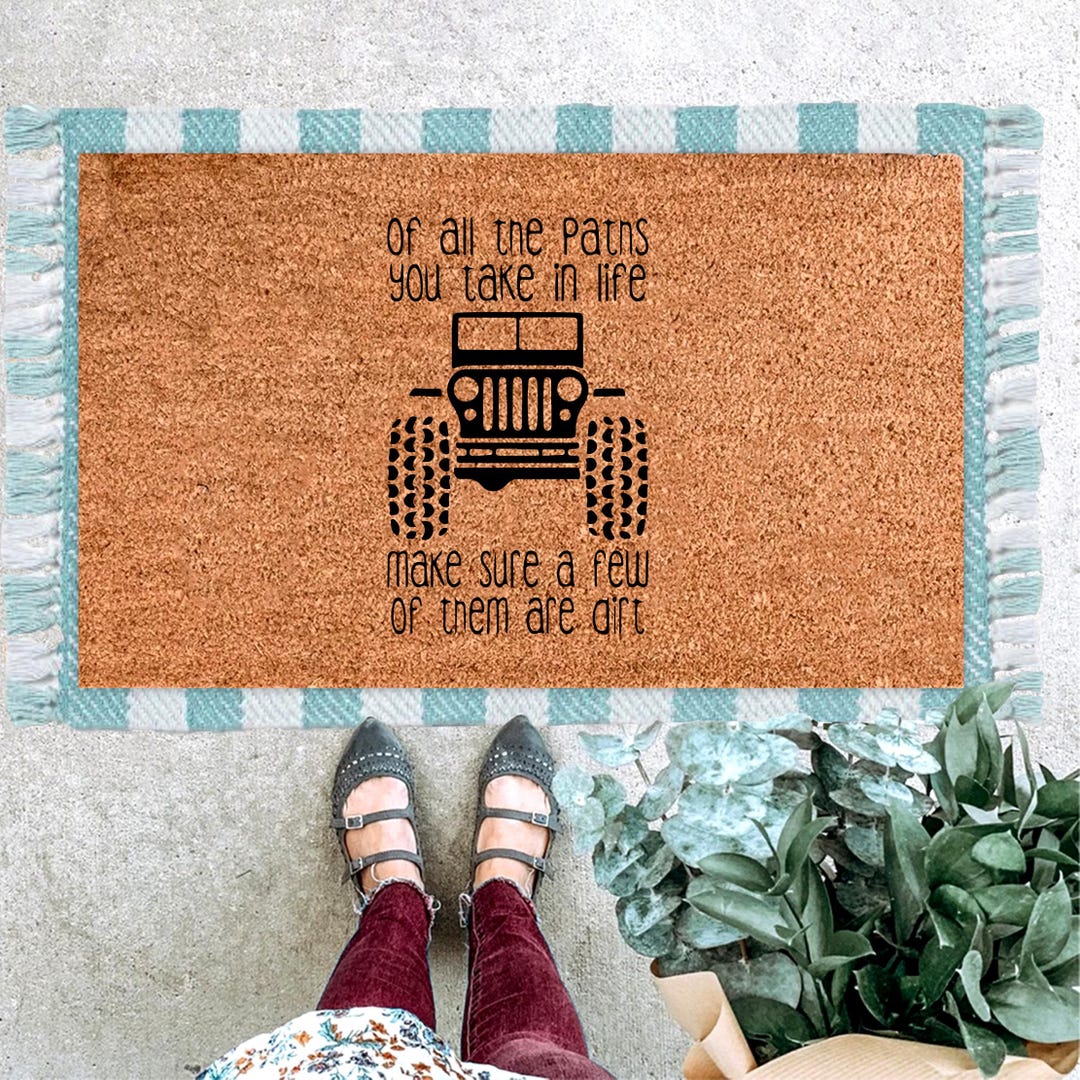 Off-road Doormat – Adventure Jeep Welcome Mat, Dirt Path Quote Entry ...