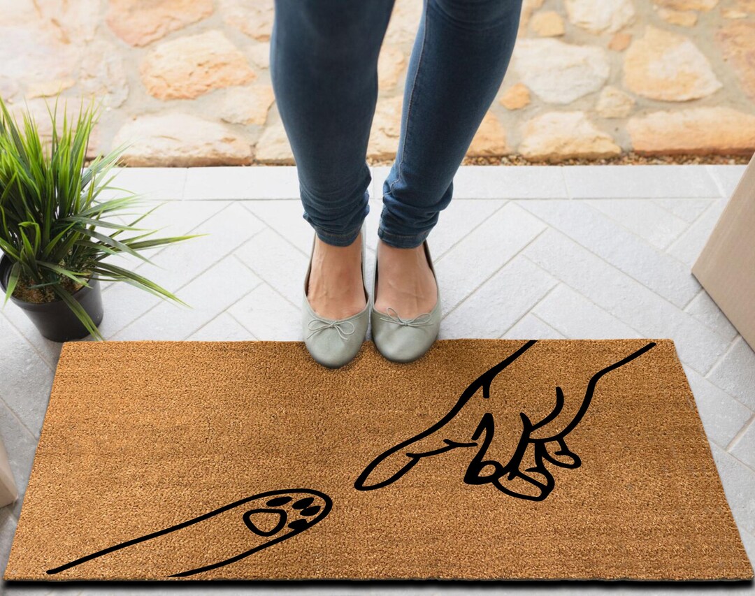 Minimalist Cat Paw Coir Doormat - Modern Pet Lover Entryway Decor - Etsy