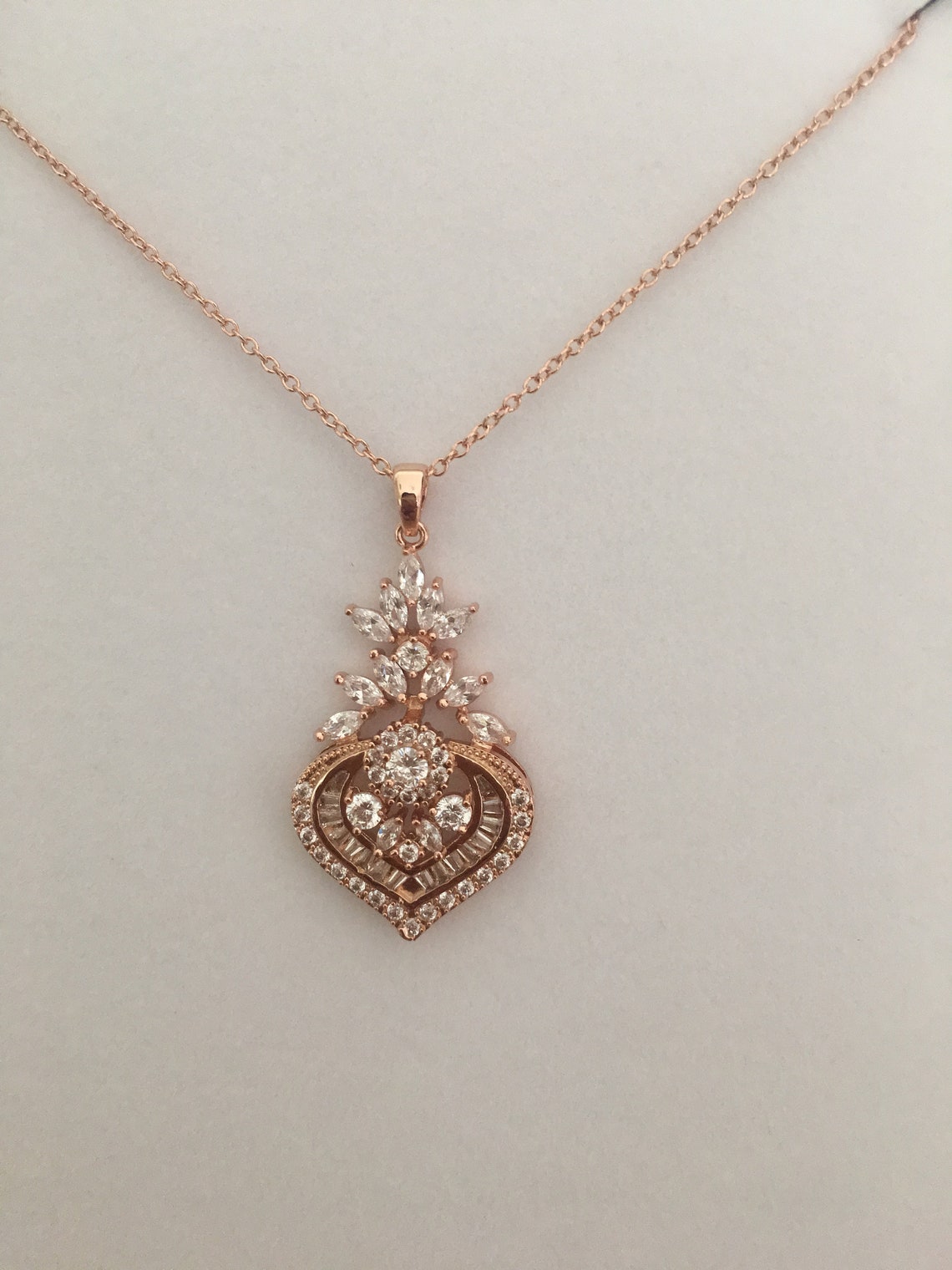 Vintage Bridal Necklace Rose Gold Bridal Necklace Swarovski Etsy