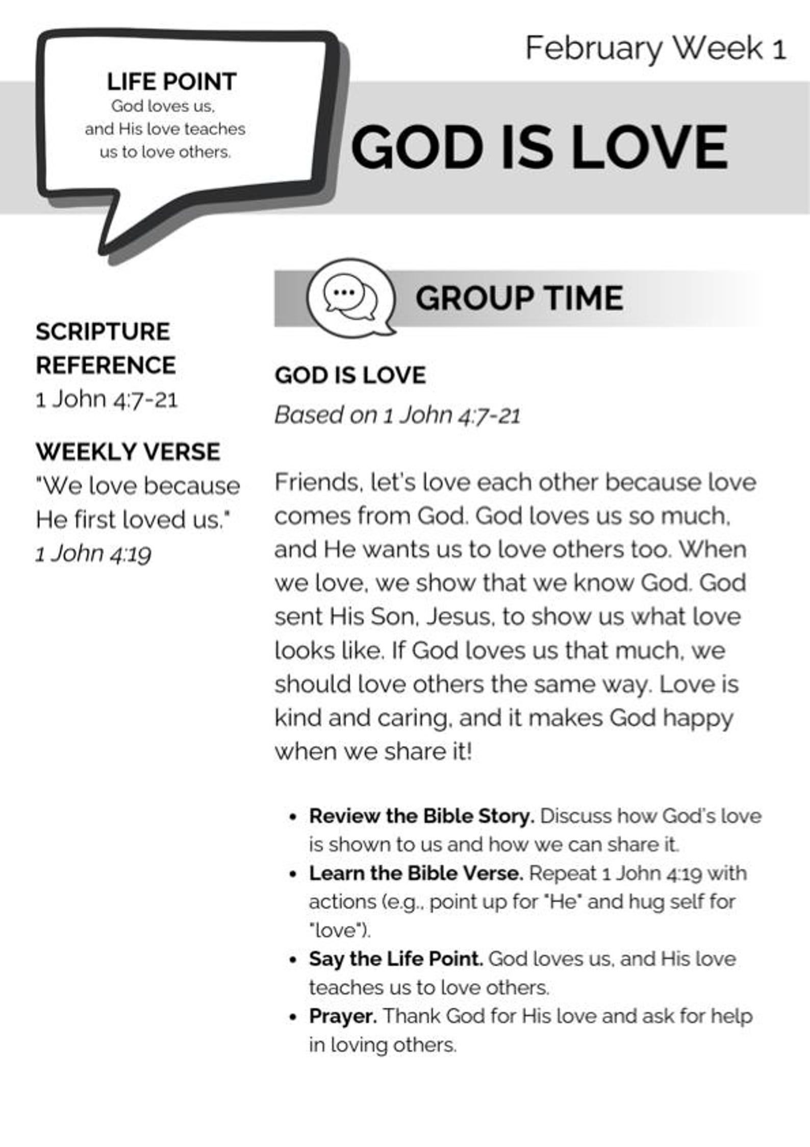 Kids' Church Lesson Plan (4 Weeks) | Love of God | Bible Crafts, Games ...