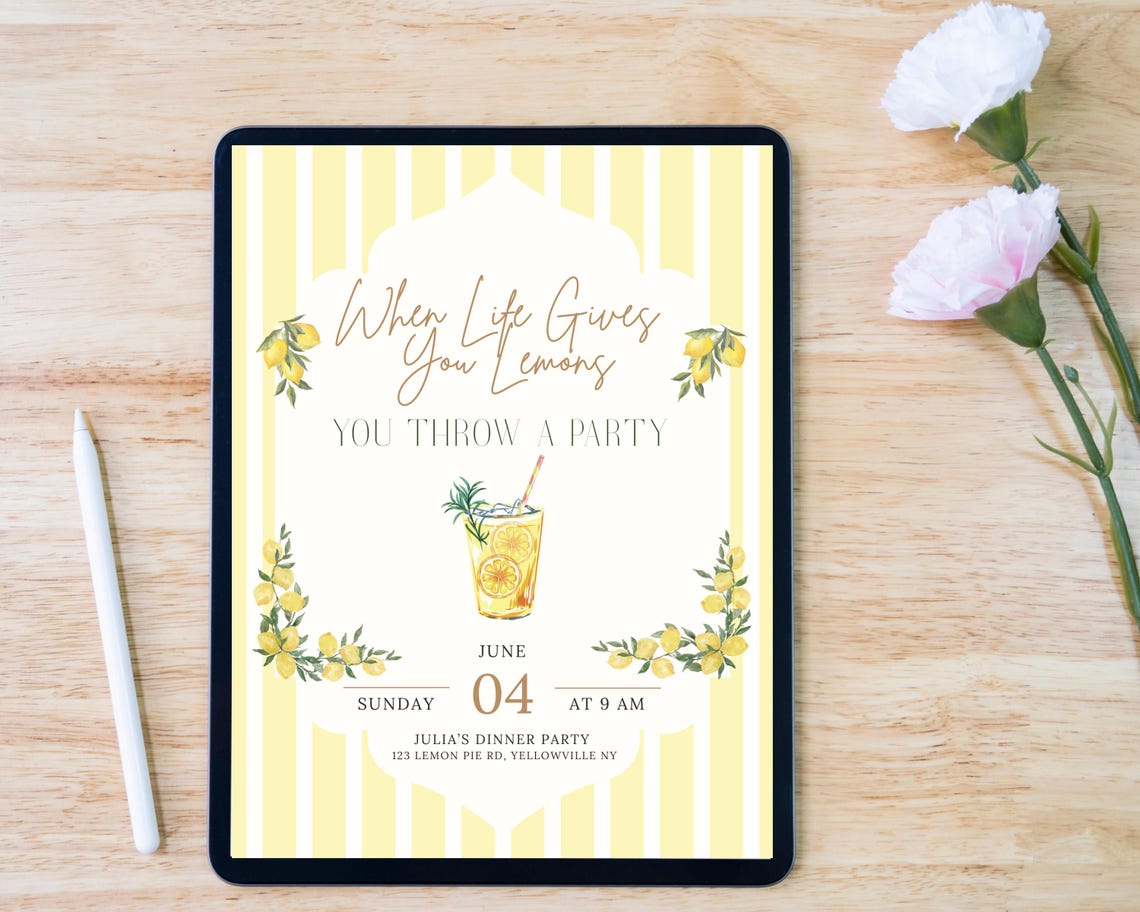 When Life Gives You Lemons; Party Invite - Etsy