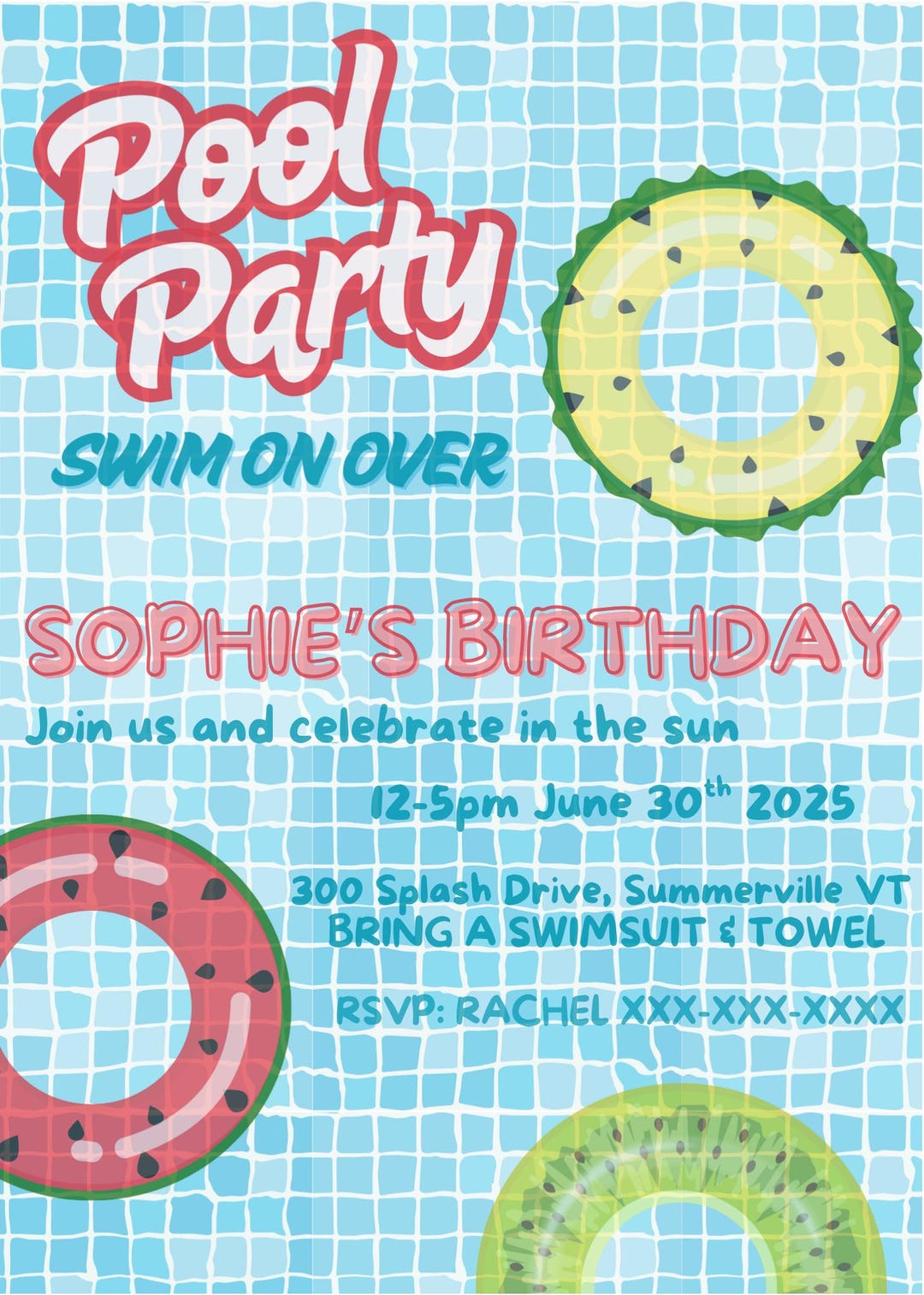 Pool Party; Birthday Invitation - Etsy