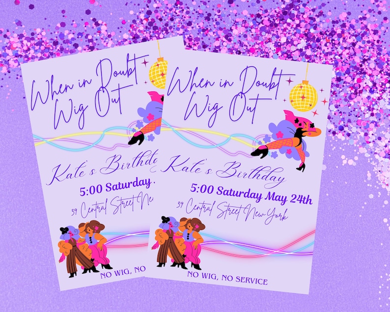 Wig Out; Wig Themed Birthday Party Invitation - Etsy