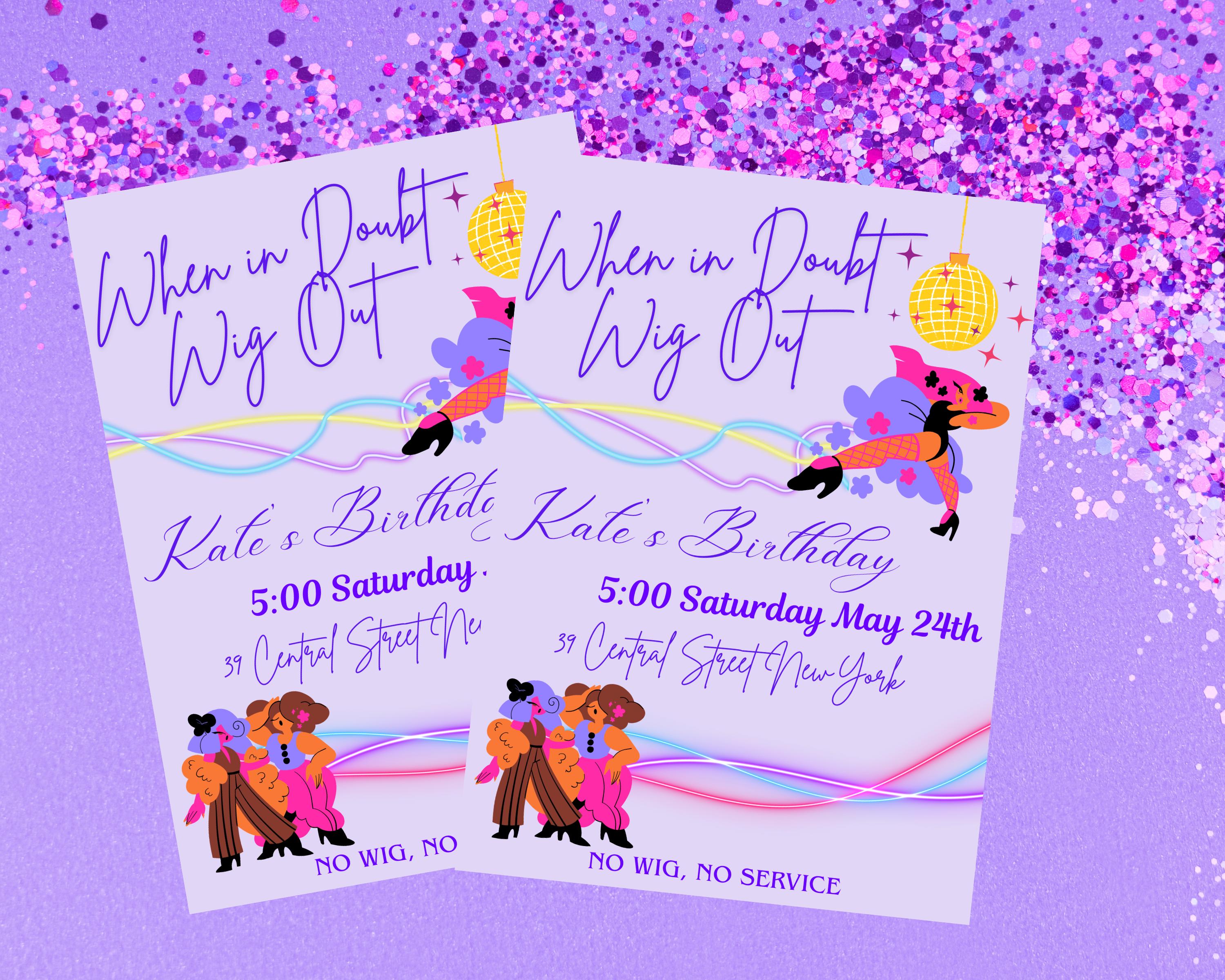 Wig Out; Wig Themed Birthday Party Invitation - Etsy