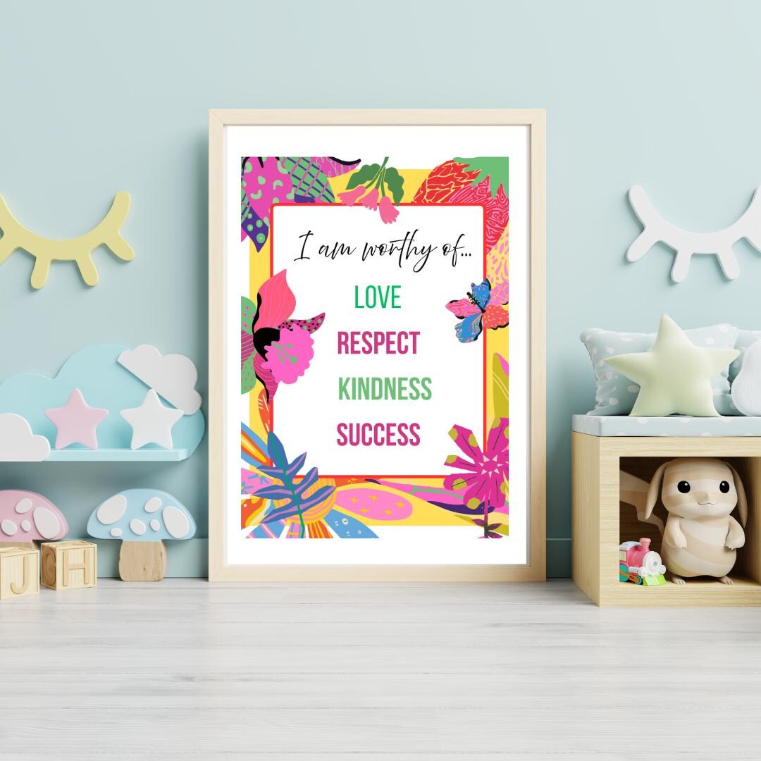 I Am Worthy Affirmation Wall Art | Positive Printable Quote | Self Love ...