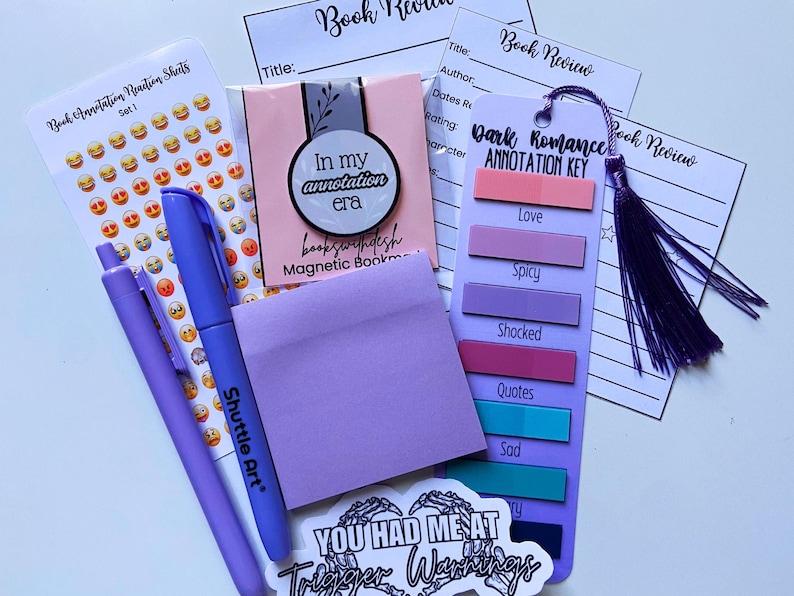 Book Annotation Kit | Tabbed Bookmark, Stickers, Magnetic Bookmark - Etsy