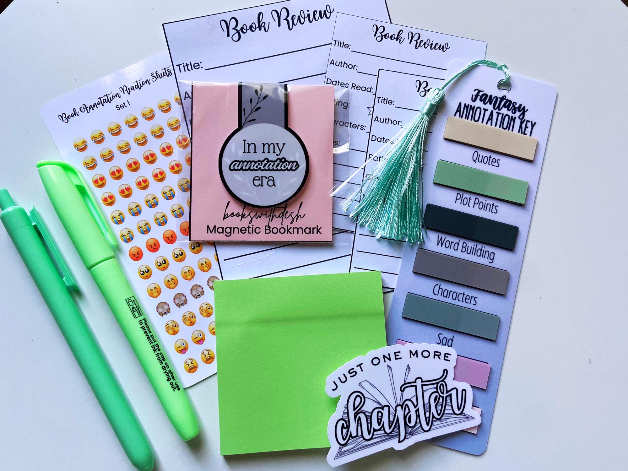 Book Annotation Kit | Tabbed Bookmark, Stickers, Magnetic Bookmark - Etsy