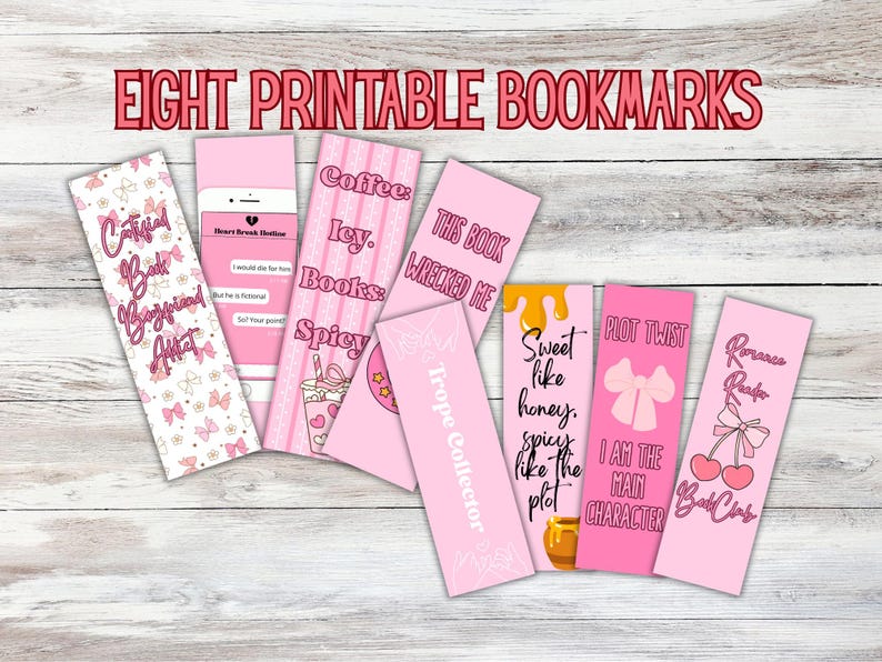 Spicy Romance Printable Bookmarks | Contemporary Bookish Book Mark ...