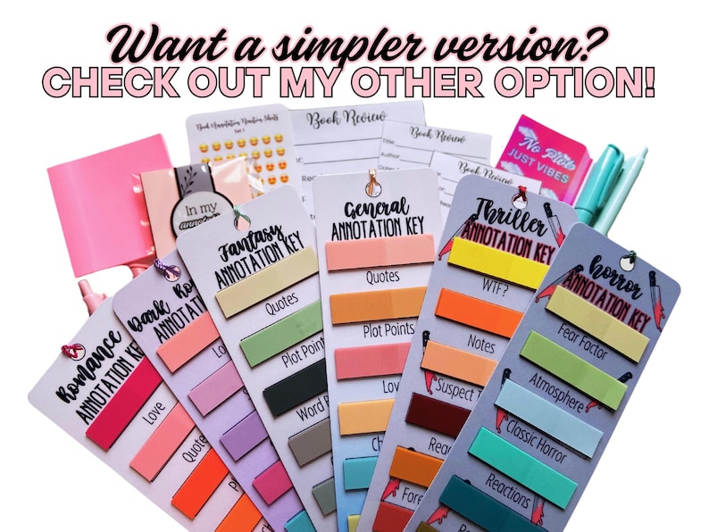 Book Annotation Kit | Tabbed Bookmark, Stickers, Magnetic Bookmark - Etsy