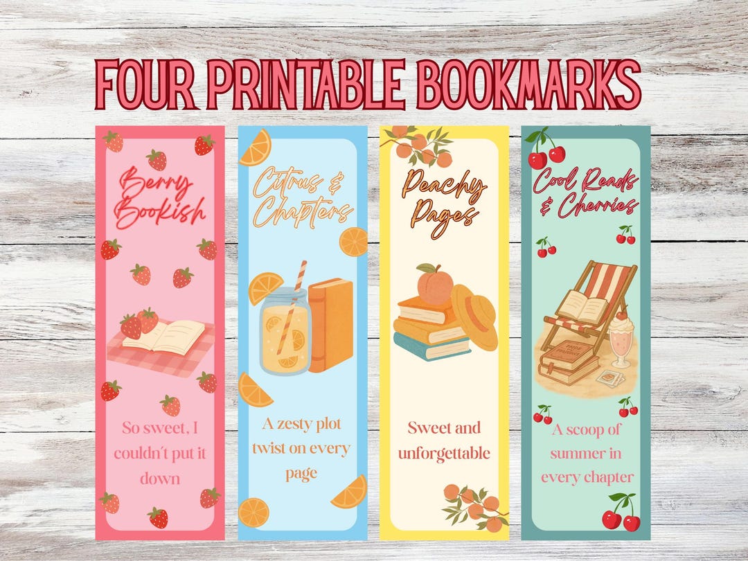 Sweet Summer Printable Bookmarks | Fruit Themed Digital Book Marks ...