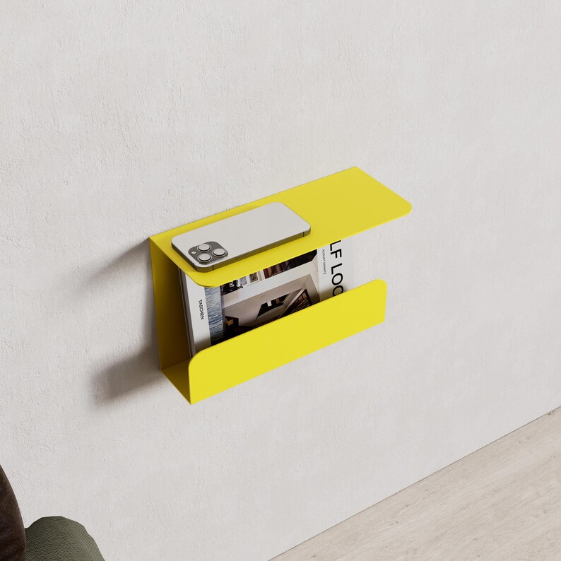 Modern Metal Floating Shelf – Wall Mounted Book Holder - Etsy