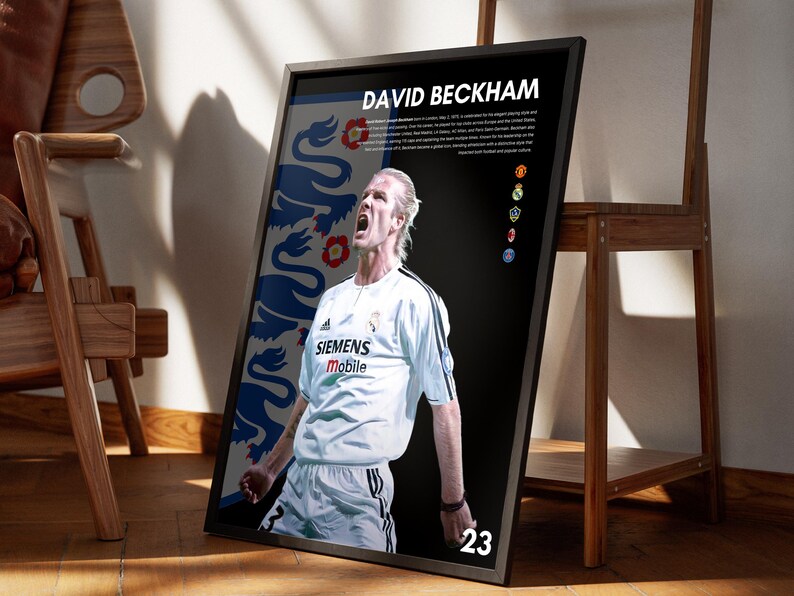 David Beckham Print, Football Poster Printable, Instant Download, Gift ...