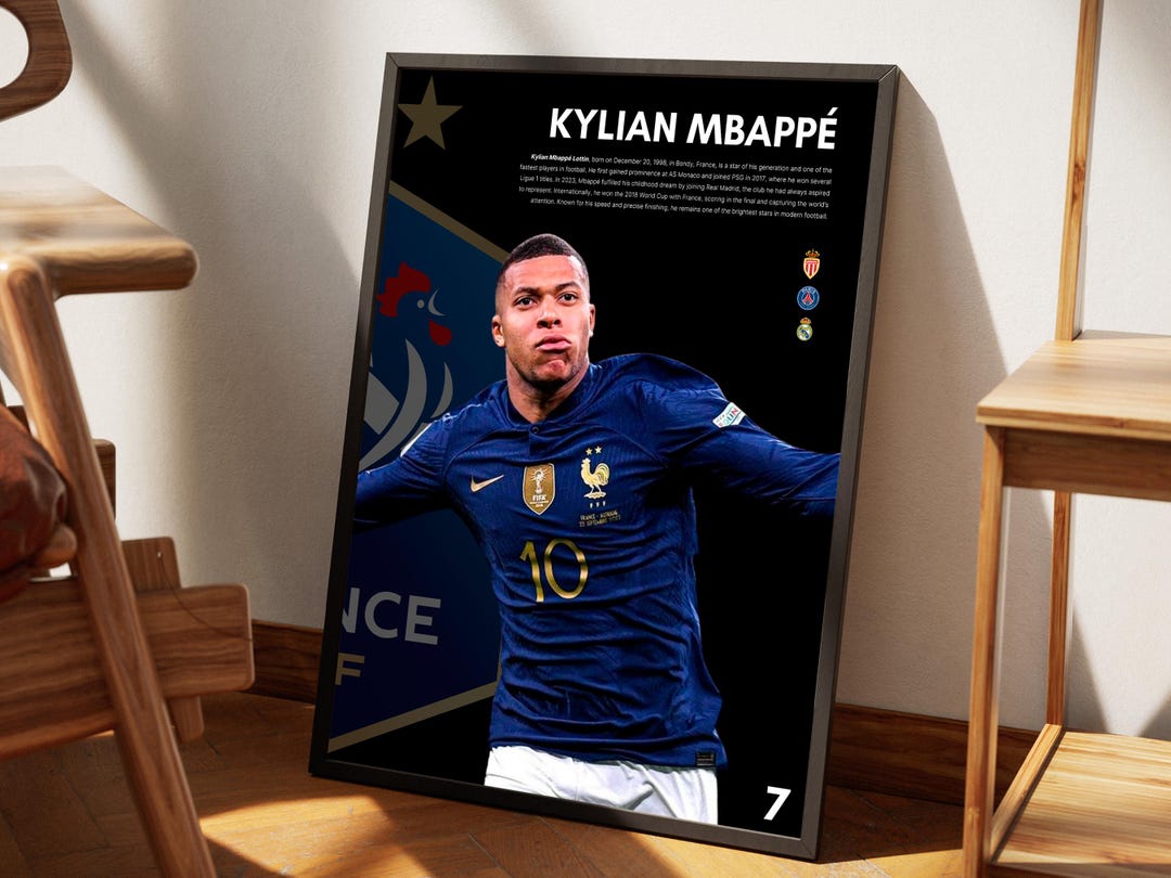 Kylian Mbappé Print, Football Poster Printable, Instant Download, Gift ...