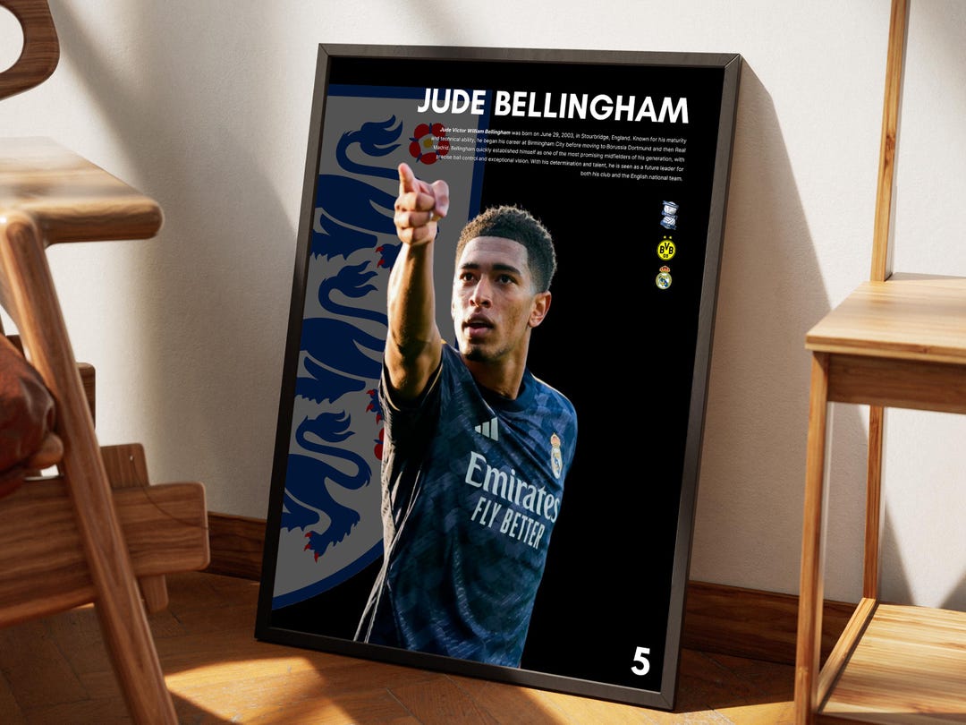 Jude Bellingham Print, Football Poster Printable, Instant Download ...