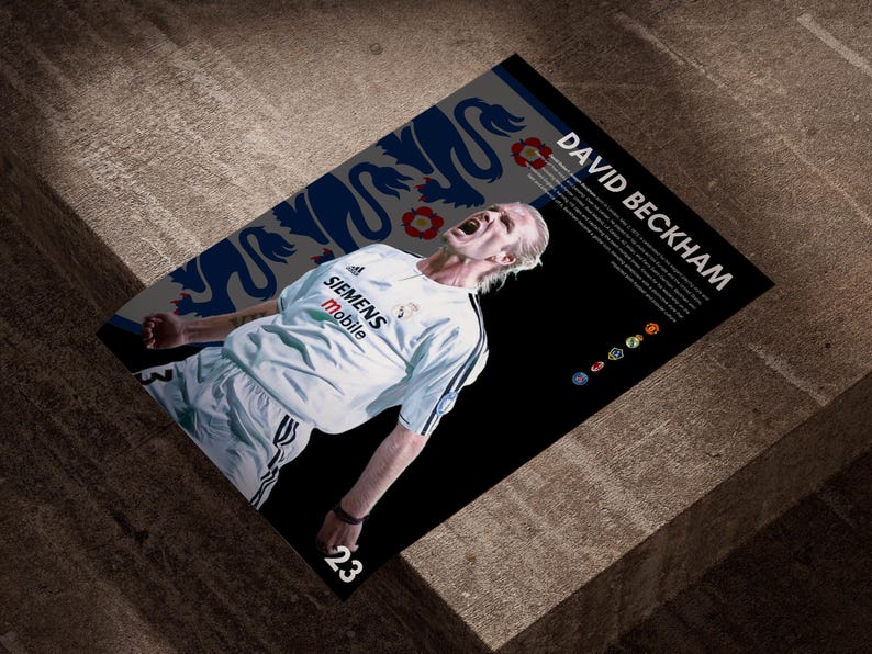 David Beckham Print, Football Poster Printable, Instant Download, Gift ...