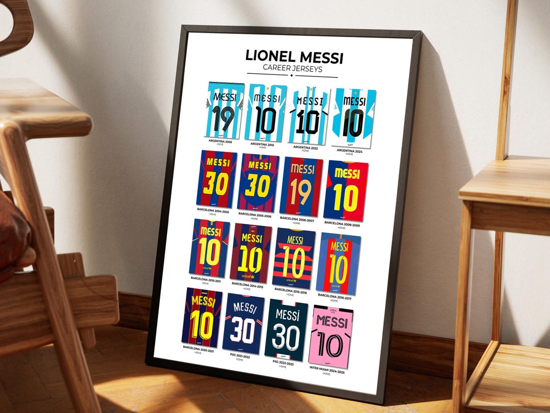 Lionel Messi Poster Jersey Print, Football Poster Printable, Gift for ...