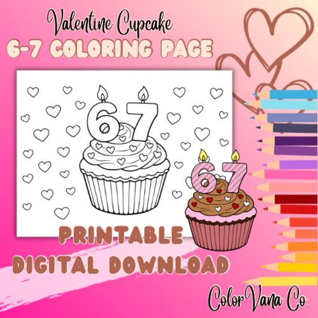 6-7 Coloring Page Valentine's Day 67 Coloring Page Printable Six Seven ...