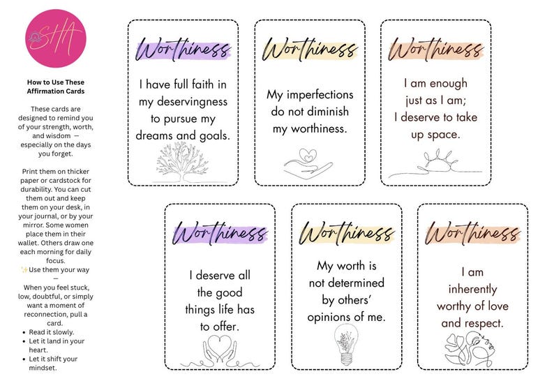 Printable Affirmation Cards – Cozy Self Care Deck for Women ...