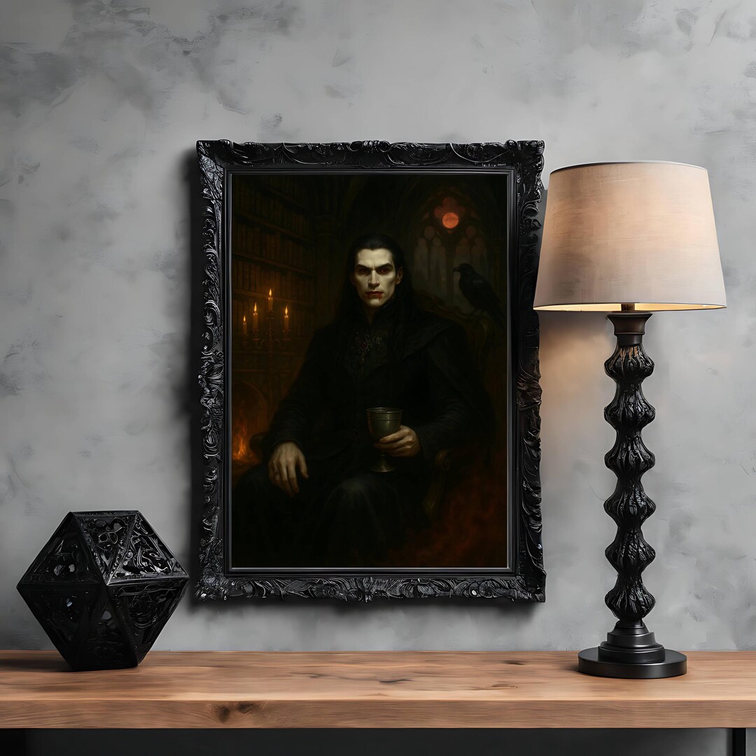Vintage Vampire King Wall Art Matte Poster Print Gothic Halloween Oil ...