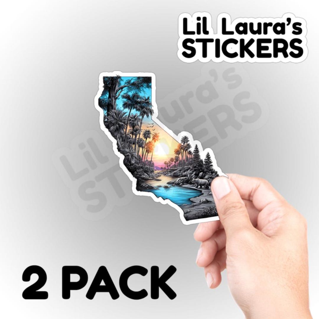 California State Outline Sticker, Cali Sticker, Laptop Sticker, Cooler ...