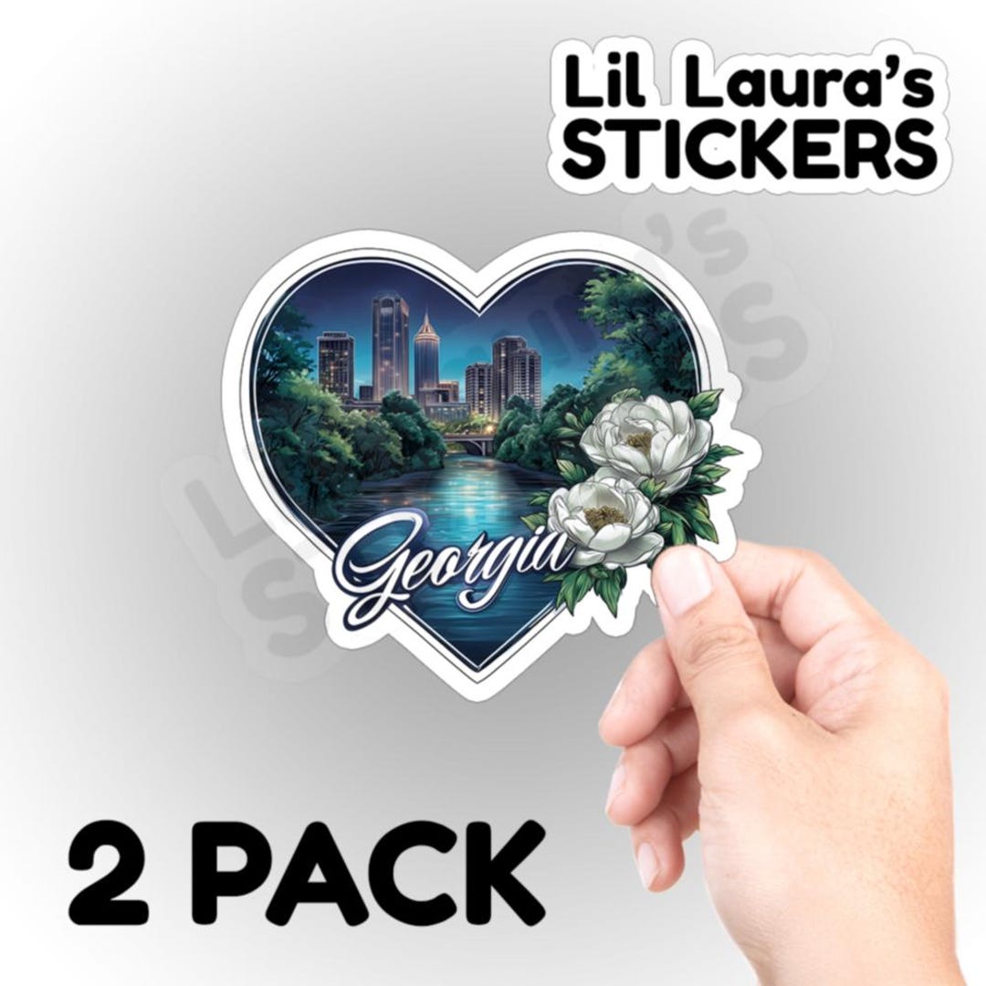 Georgia Sticker Heart Shaped Vinyl Decal, Peach State, Cooler Sticker ...