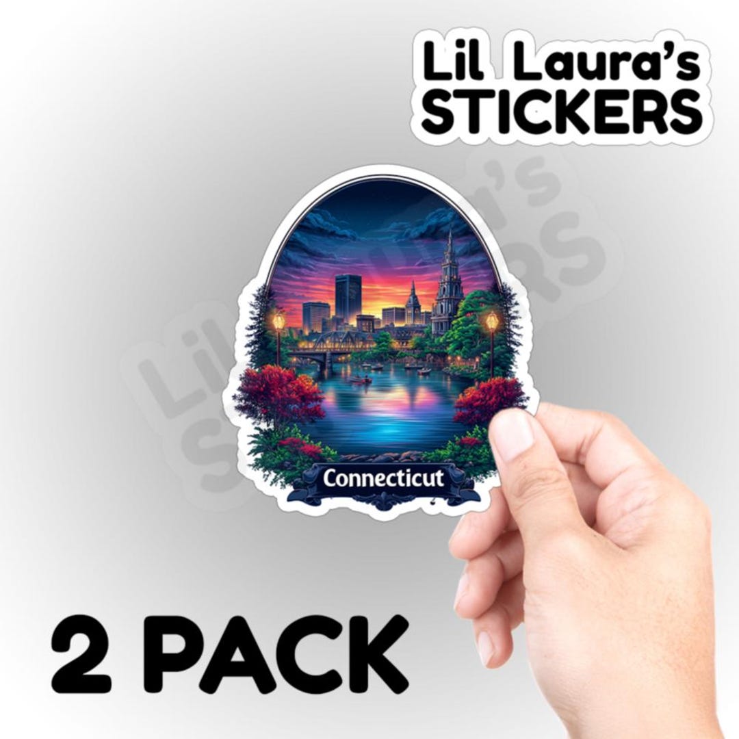 Connecticut State Sticker, City Sticker, Beautiful Sunset With Text ...